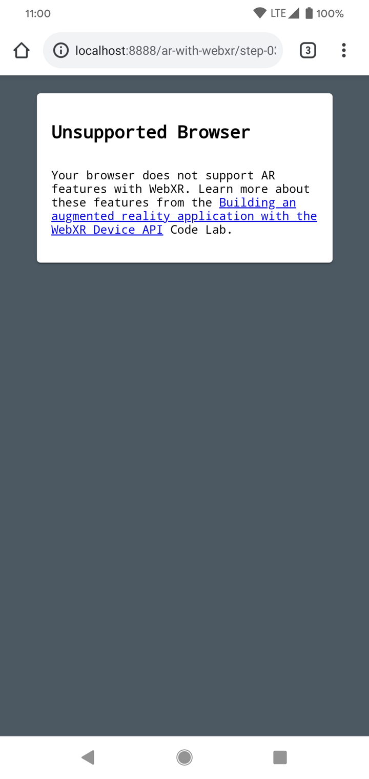 使用 WebXR Device API 构建增强现实 (AR) 应用 | Google Codelabs